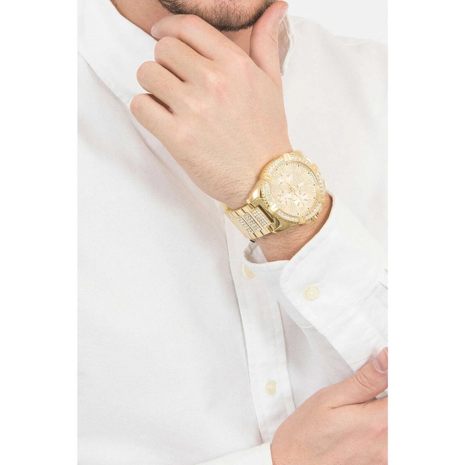 W0799G2 | GUESS Analog Champagne Dial Men's Watch – Sai Creations Watches